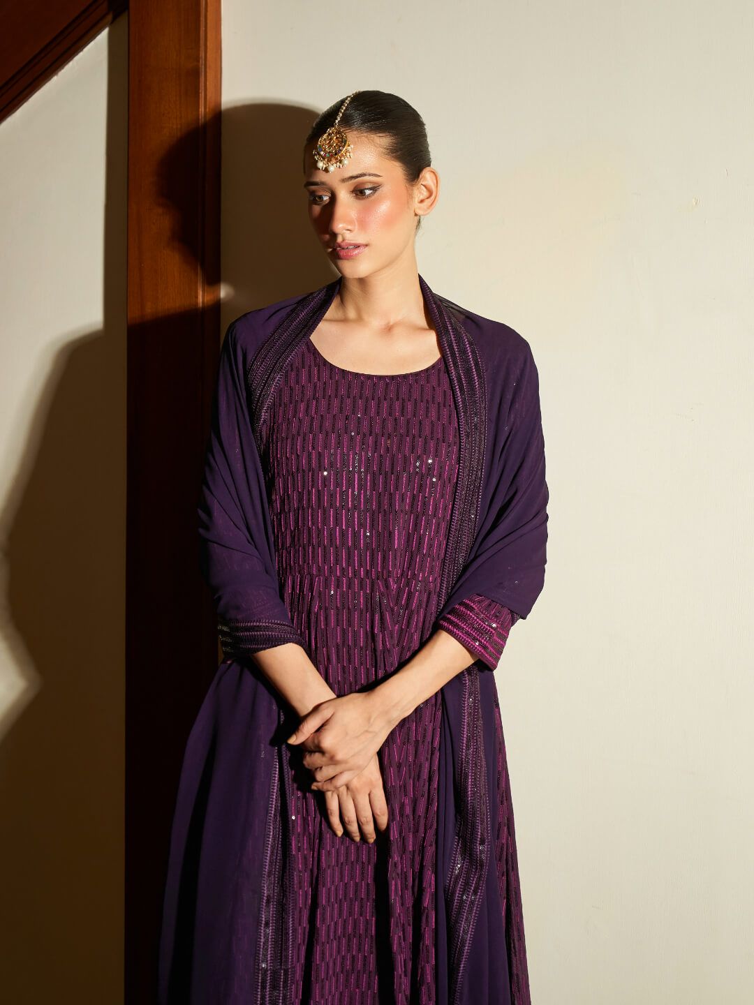 Buy Exquisite Wine Anarkali Suit Online - Raisin