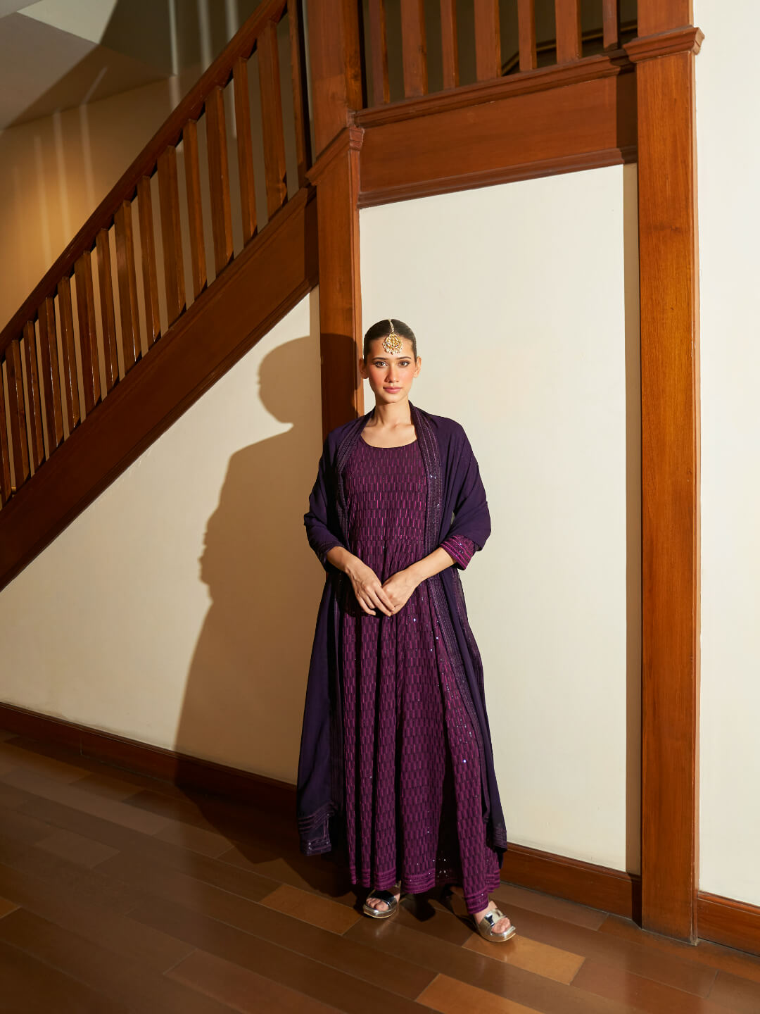 Buy Exquisite Wine Anarkali Suit Online - Raisin