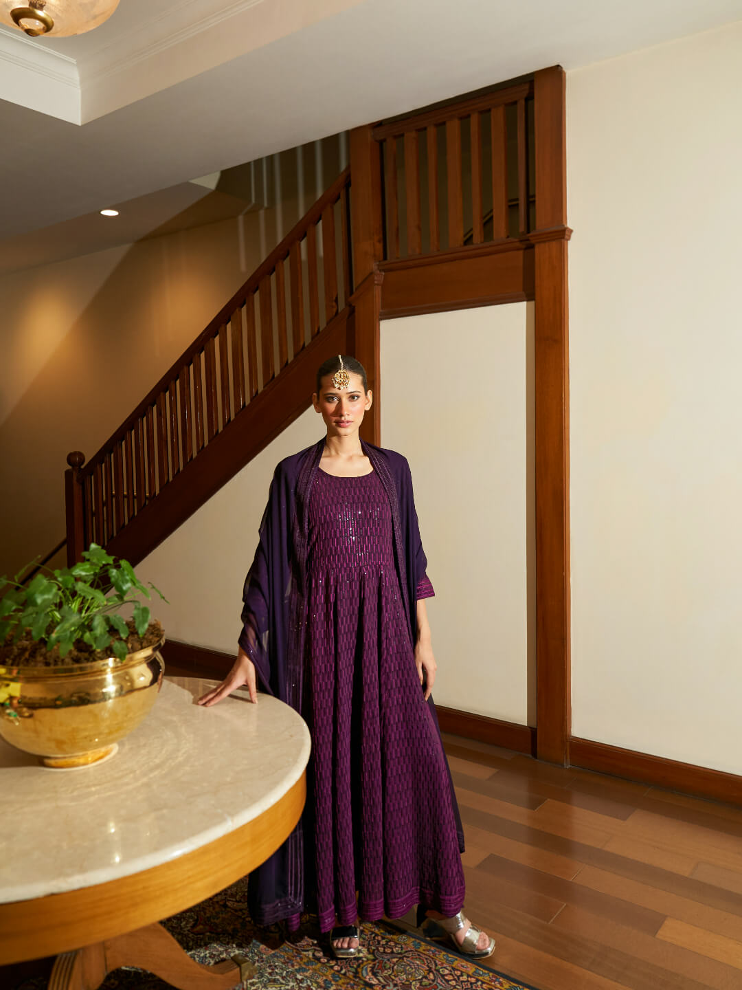 Buy Exquisite Wine Anarkali Suit Online - Raisin