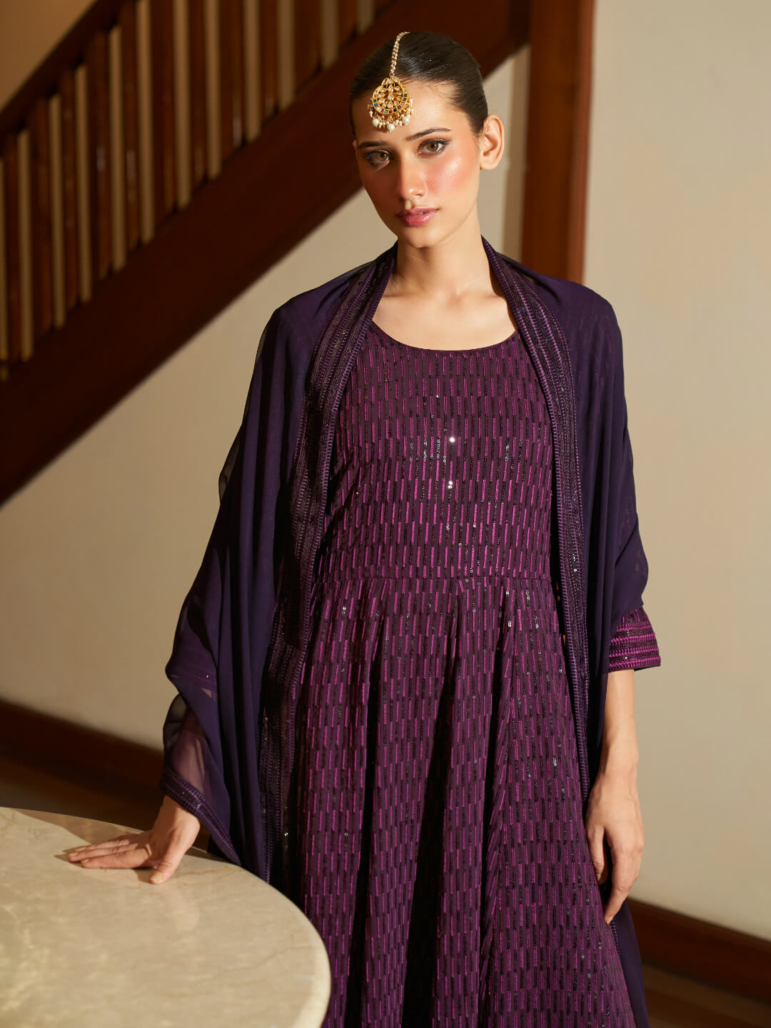 Buy Exquisite Wine Anarkali Suit Online - Raisin