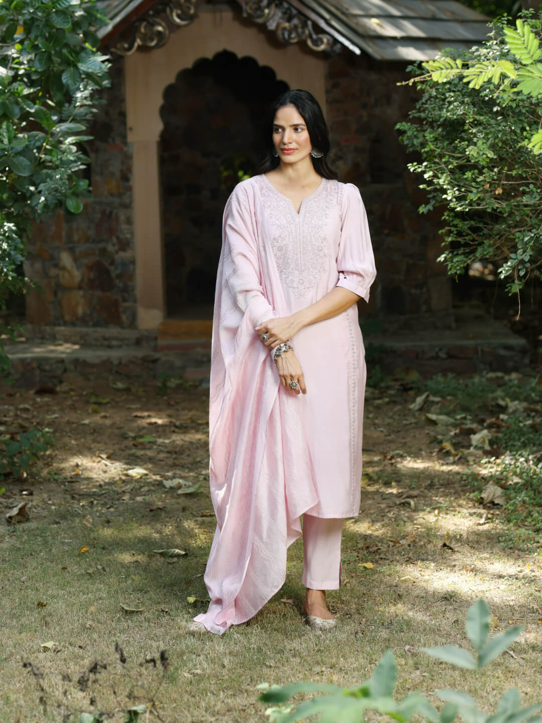 Buy Elegant Pink Silk Straight Kurta Set Dupatta- Raisin