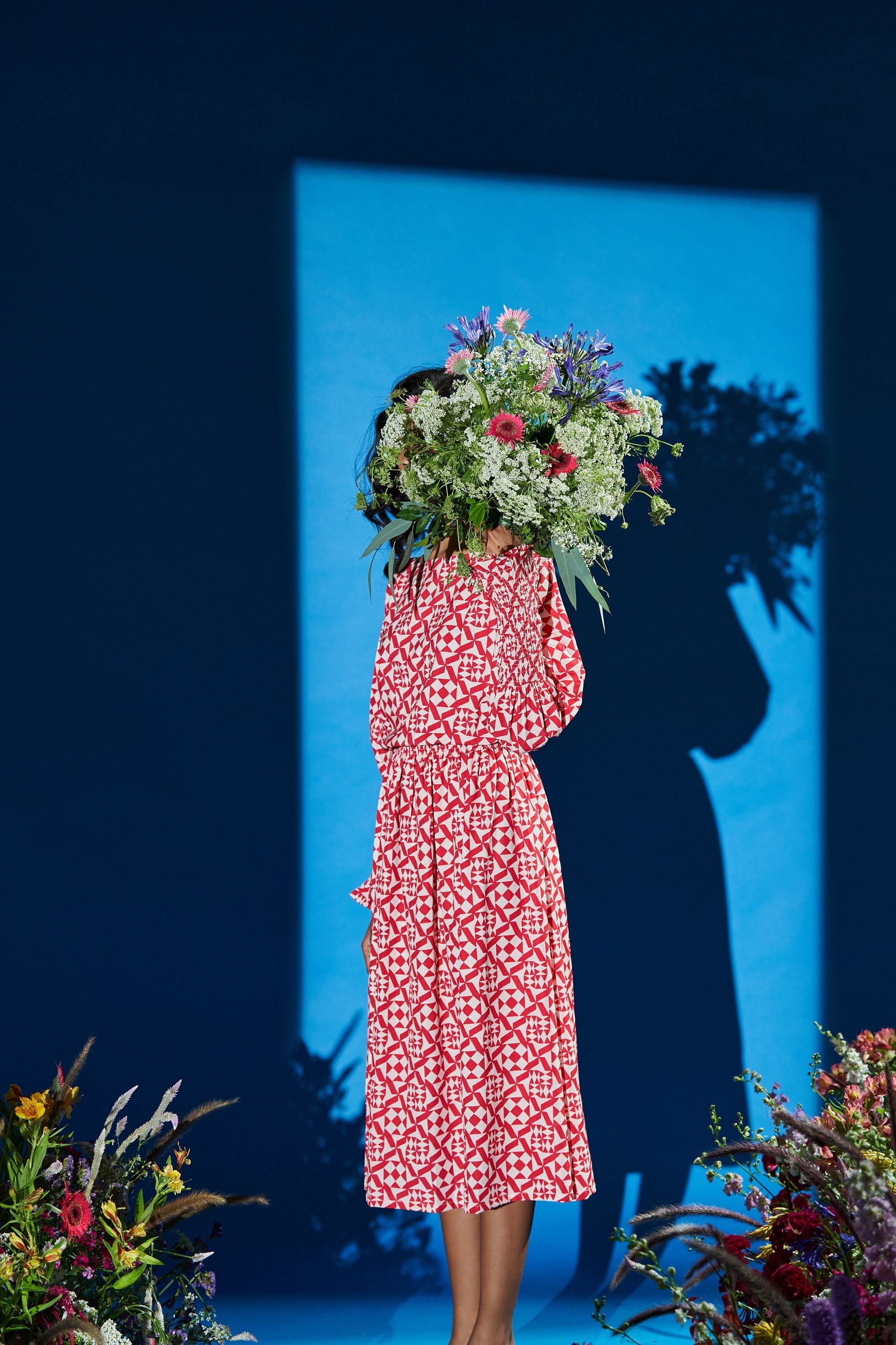 Shop This Elegant Red Utopian Maze Full Sleeve Midi Dress Online